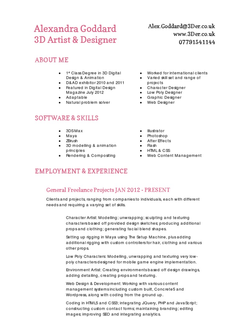 3D Digital Design CV | PDF | Web Design | 3 D Modeling