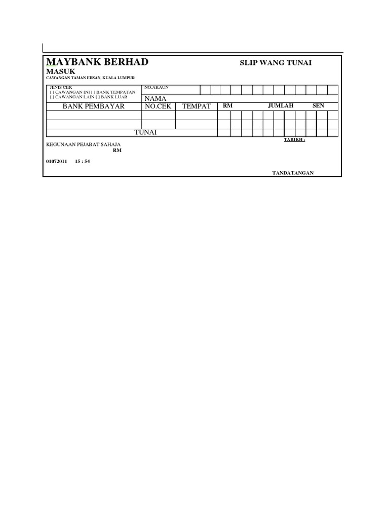 1 Slip Wang Masuk | PDF