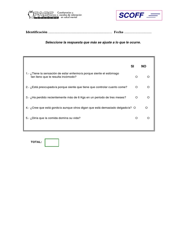 Cuestionario SCOFF en Español | PDF