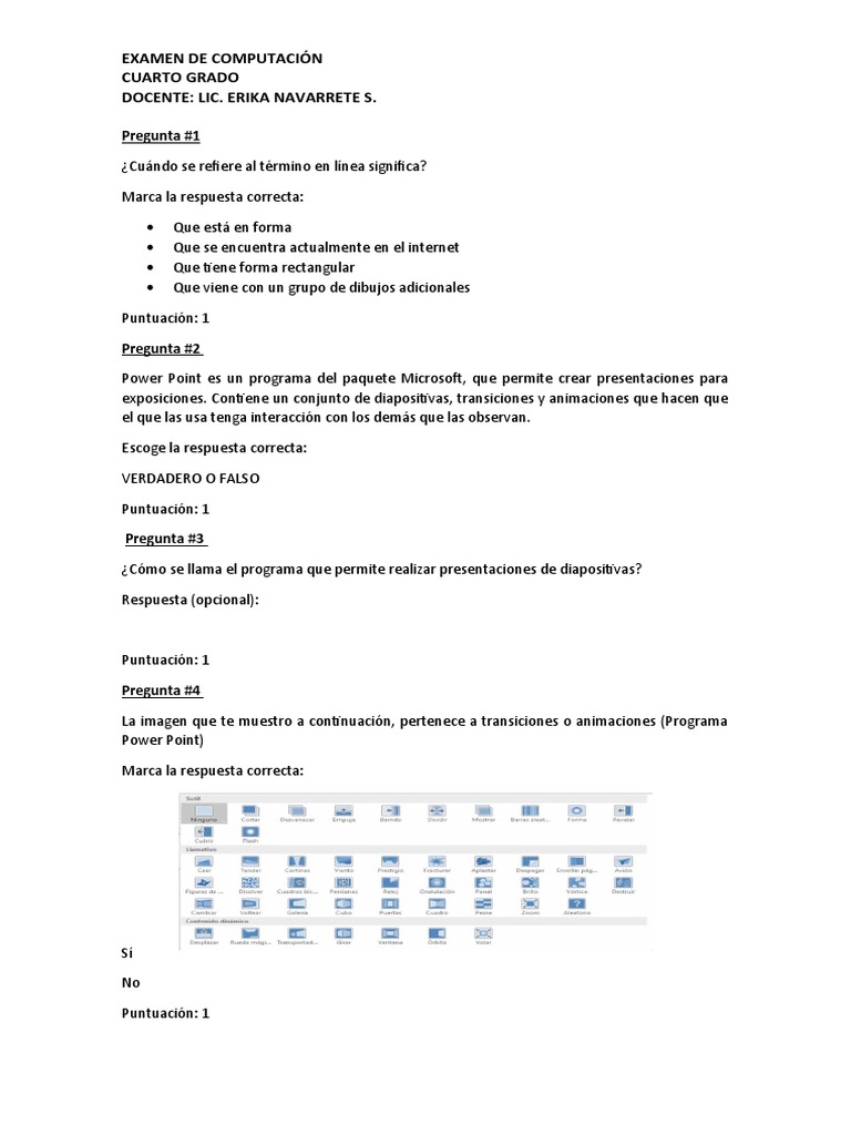 Examen de Computación | PDF | Hipervínculo | Microsoft PowerPoint