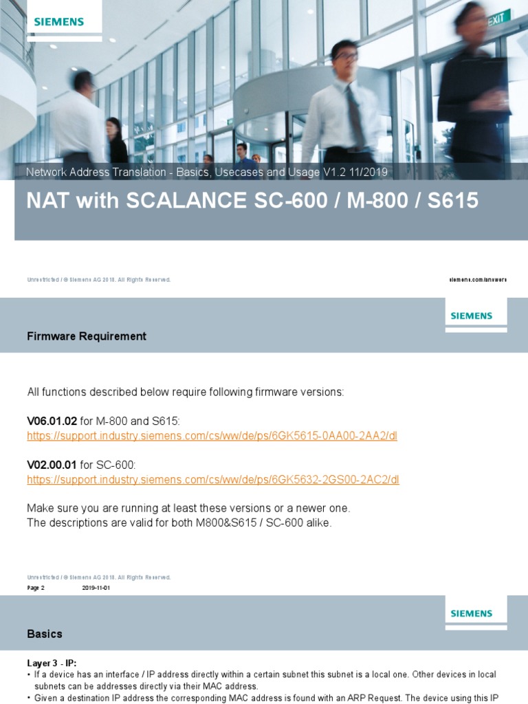NAT With SCALANCE SC-600 / M-800 / S615: Network Address Translation ...