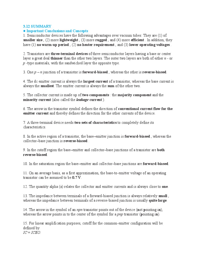 Ch. 3 - BJT Summary | PDF | Bipolar Junction Transistor | Transistor