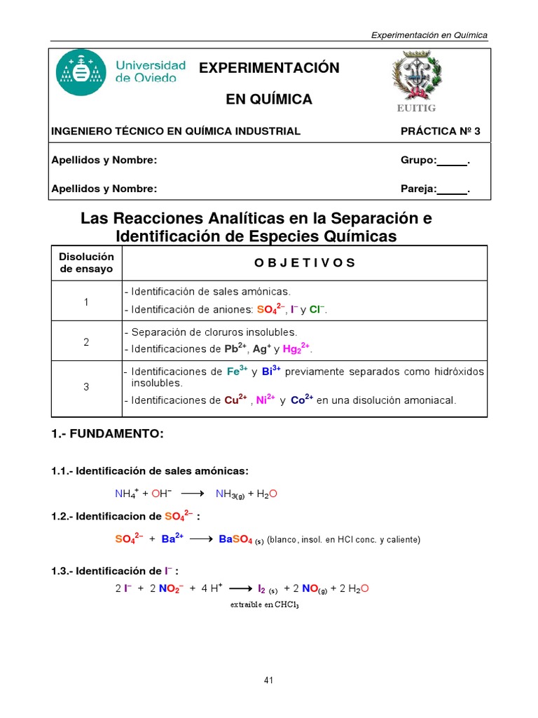 PRACT 3 Analisis Cualitativo | PDF | Precipitación (Química) | Amoníaco