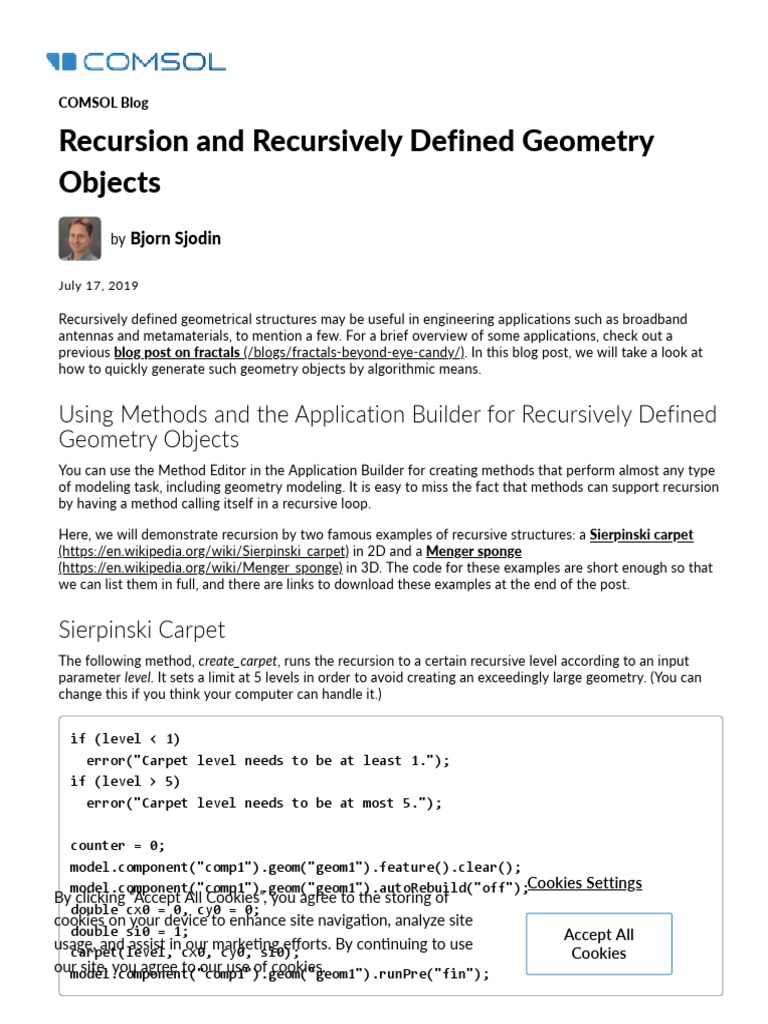 Recursion And Recursively Defined Geometry Objects Comsol Blog Pdf Recursion Computing 8092