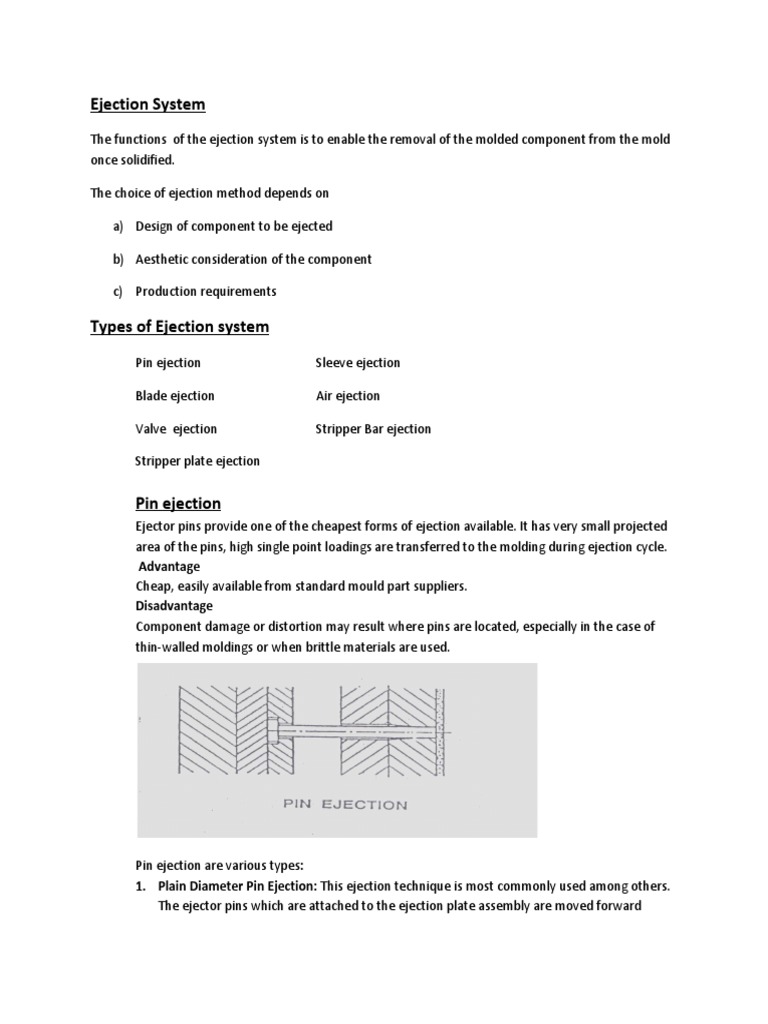 Ejection System: Advantage Disadvantage | PDF | Mechanical Engineering ...