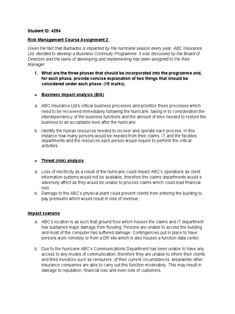 Assignment 2 | PDF | Crisis Management | Disaster Recovery