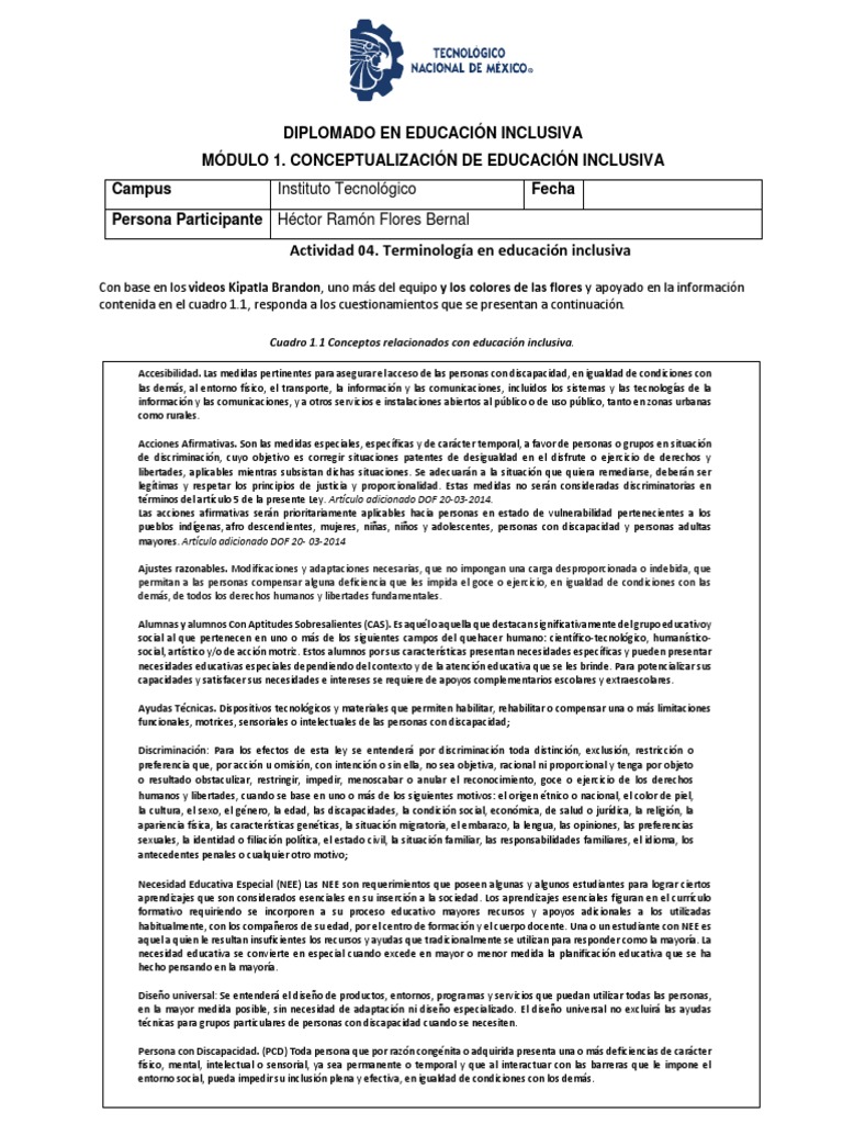 Flores - Hector M1 - ACT04 | PDF | Invalidez | Discriminación