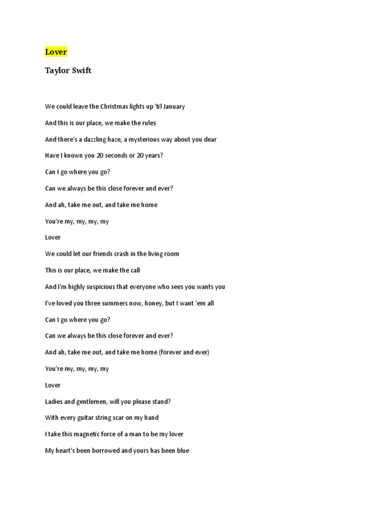 Lover (Lyrics) | PDF