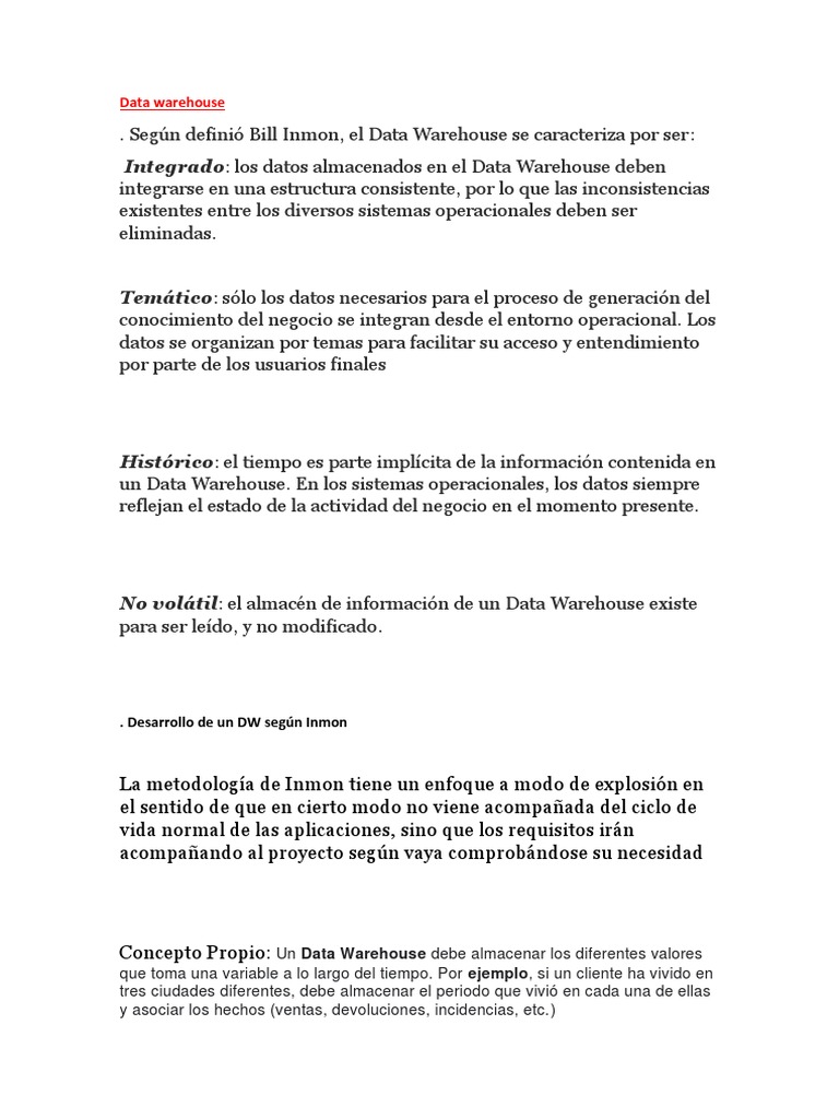 Data Warehouse, Minería de Datos, Big Data | Descargar gratis PDF | Almacén de datos ...