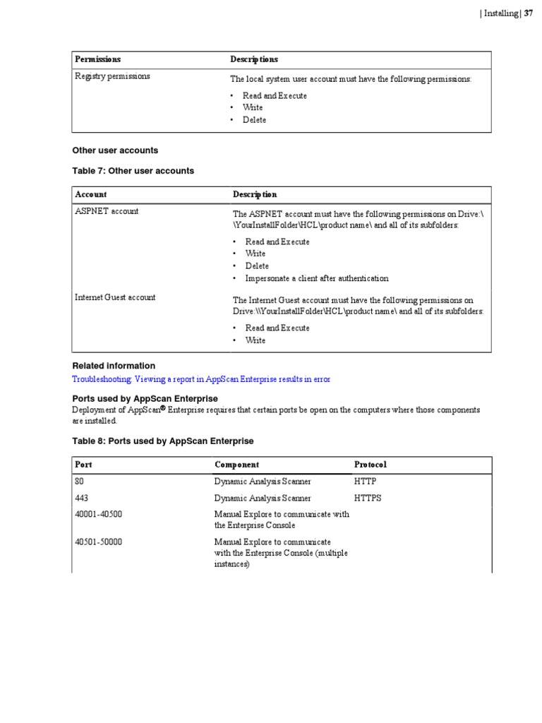 HCL AppScan Enterprise v9.0.3.14 Used Ports | PDF | Port (Computer ...