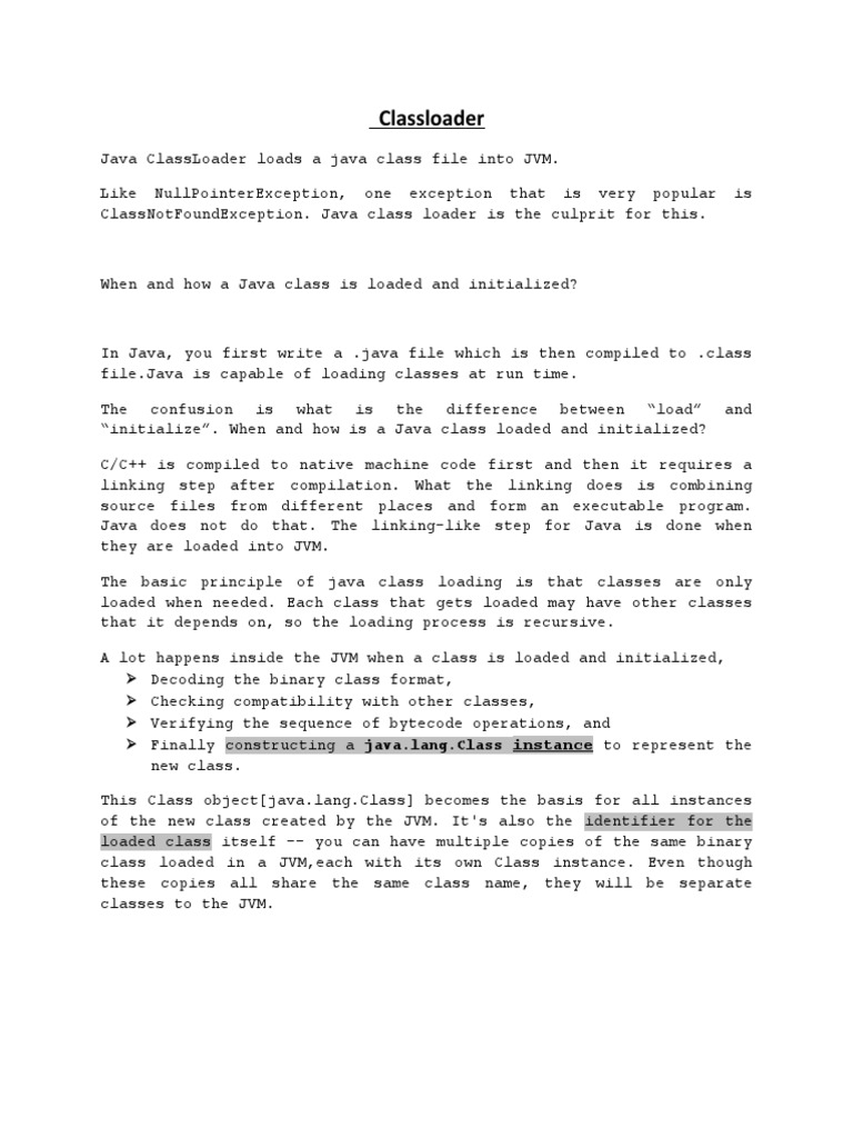 Classloader: Instance | PDF | Java Virtual Machine | Class (Computer ... Classloader: Instance | PDF | Java Virtual Machine | Class (Computer ...