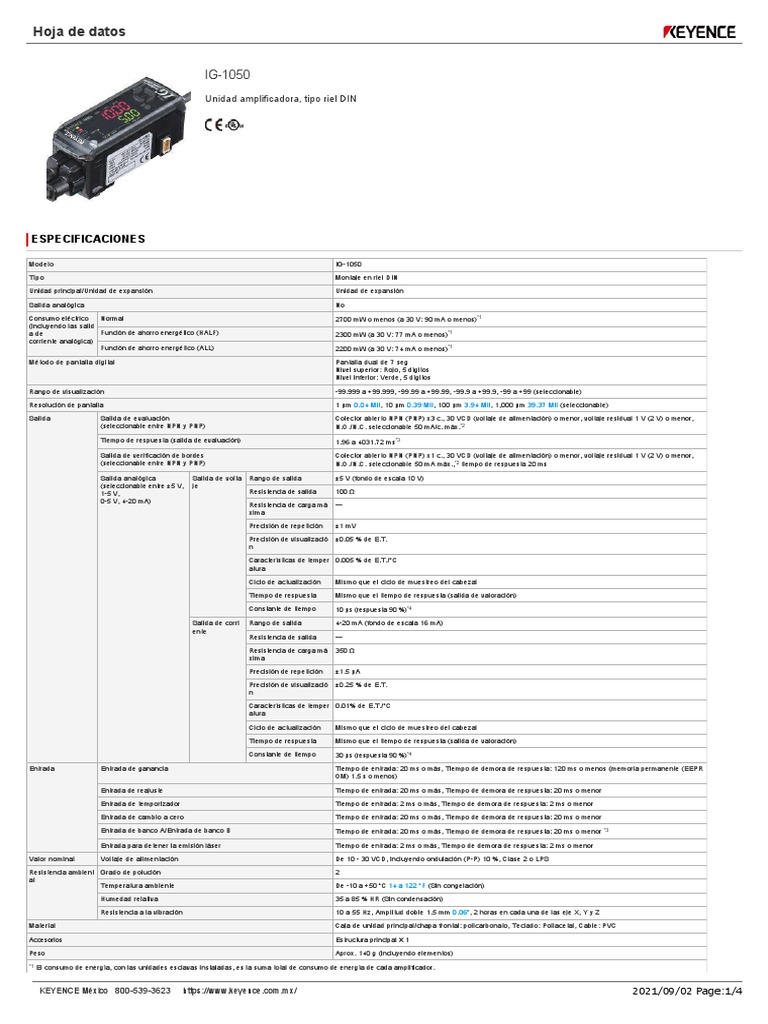 IG 1050 Datasheet | PDF | Ingenieria Eléctrica | Electricidad