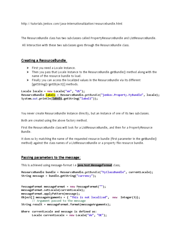 Creating A Resourcebundle: "En" "Us" "Jenkov - Property.Mybundle" "Label1" | PDF | Parameter ...