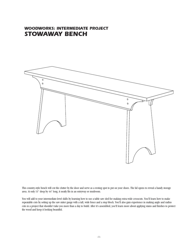 Stowaway Bench: Woodworks: Intermediate Project | PDF | Woodworking | Wood