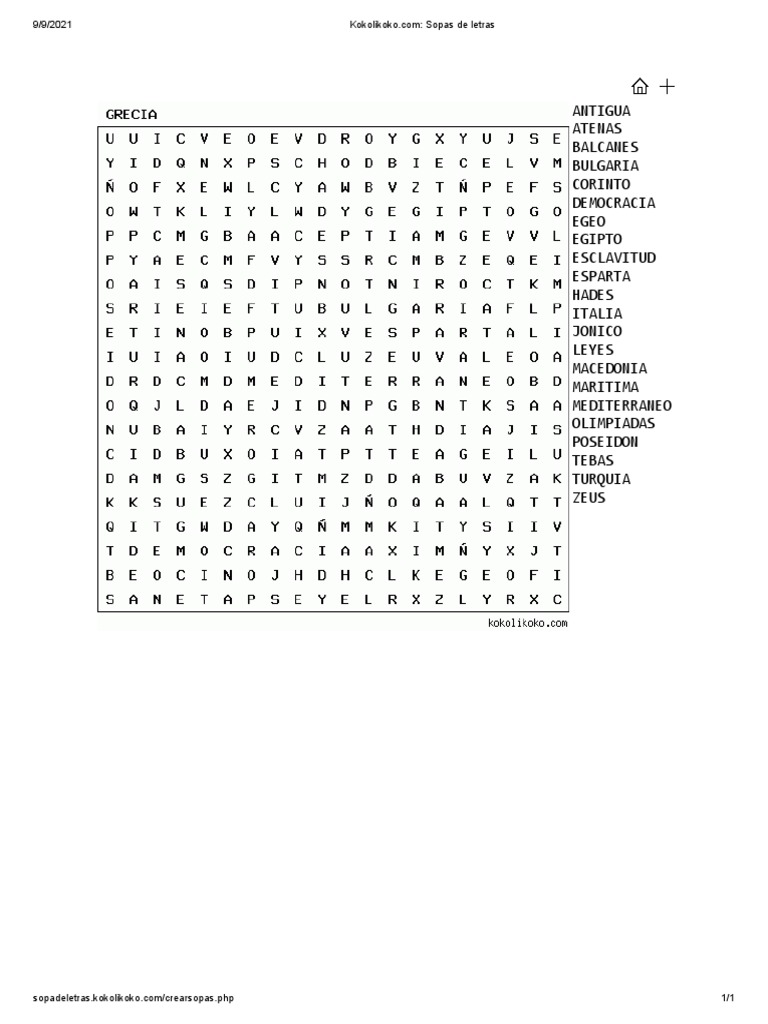 Sopa de Letras Grecia | PDF