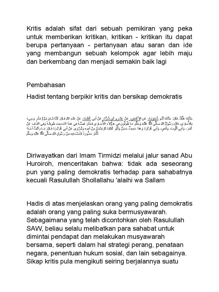 Pentingnya Berpikir Kritis dan Demokratis | PDF | Agama & Spiritualitas