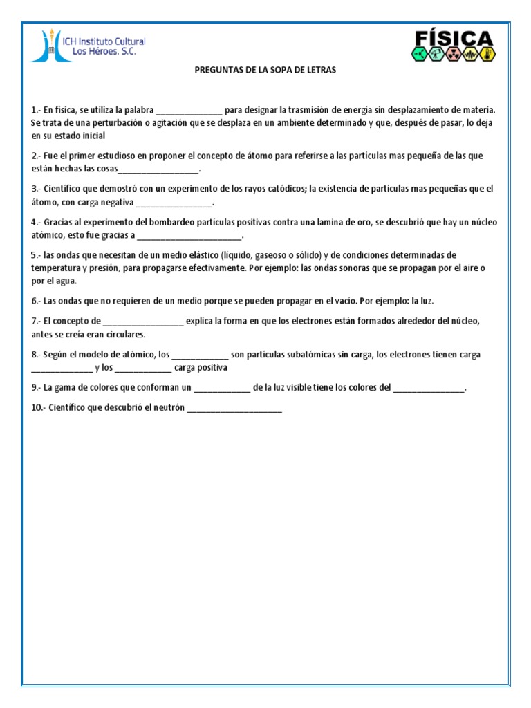 Sopa de Letras Fisica | PDF