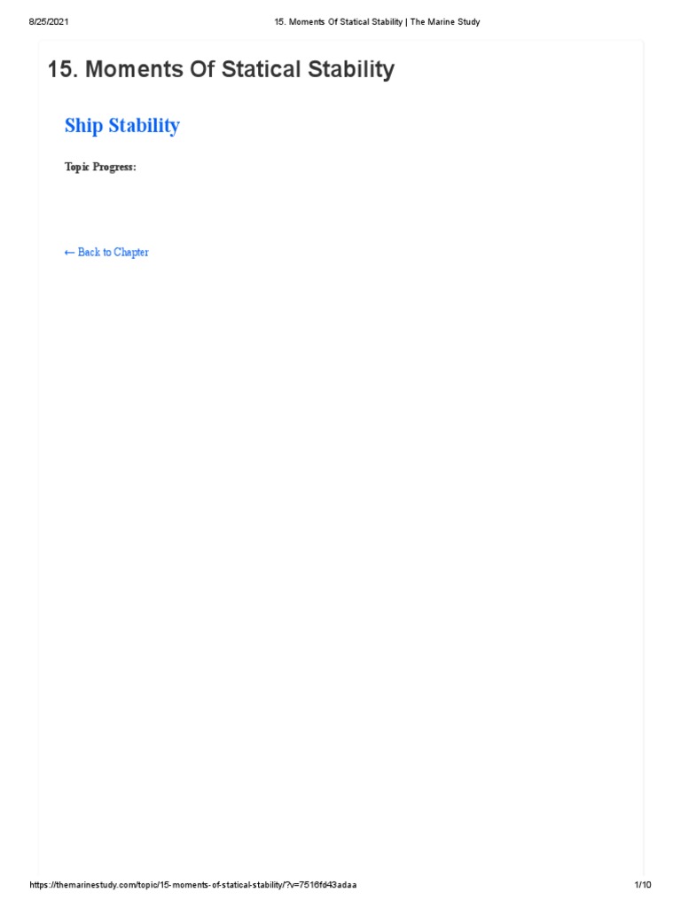 Moments of Statical Stability - The Marine Study | PDF | Physical Quantities | Mechanics