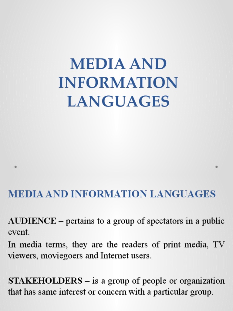Lesson 6 - Media and Information Languages | PDF | Mass Media | Information