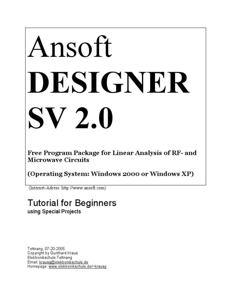 Tutorial For Ansoft Designer SV - English Version | PDF | Teaching ...