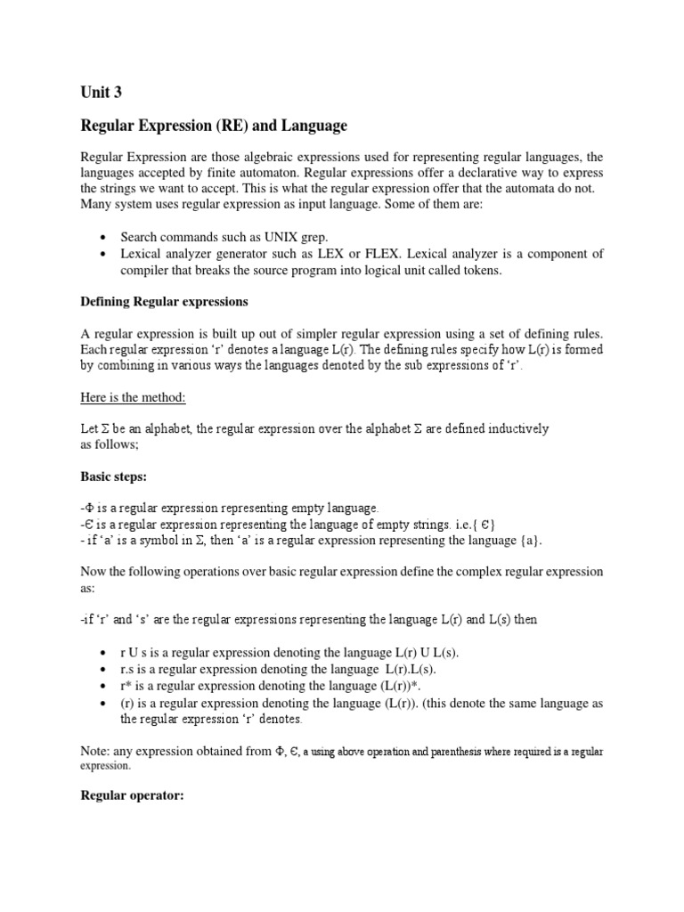 Chapter 3 - Regular Expression | PDF | Regular Expression | Metalogic