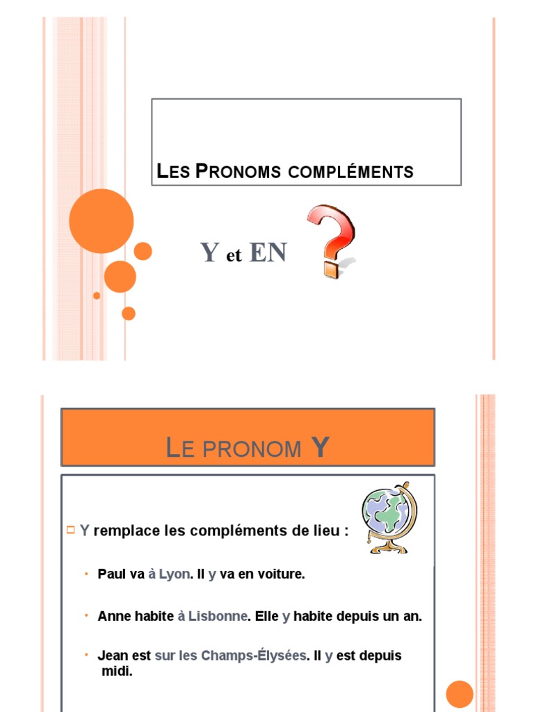 Pronoms Y et En : Guide Complet | PDF | Pronom | Verbe