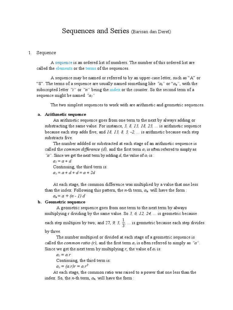 Sequences and Series: (Barisan Dan Deret) | Download Free PDF ...