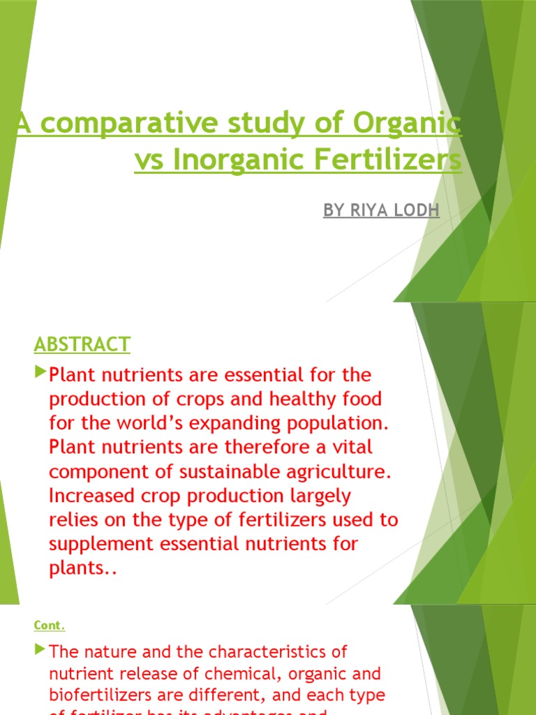 A Comparative Study of Organic Vs Inorganic Fertilizers | PDF | Soil ...
