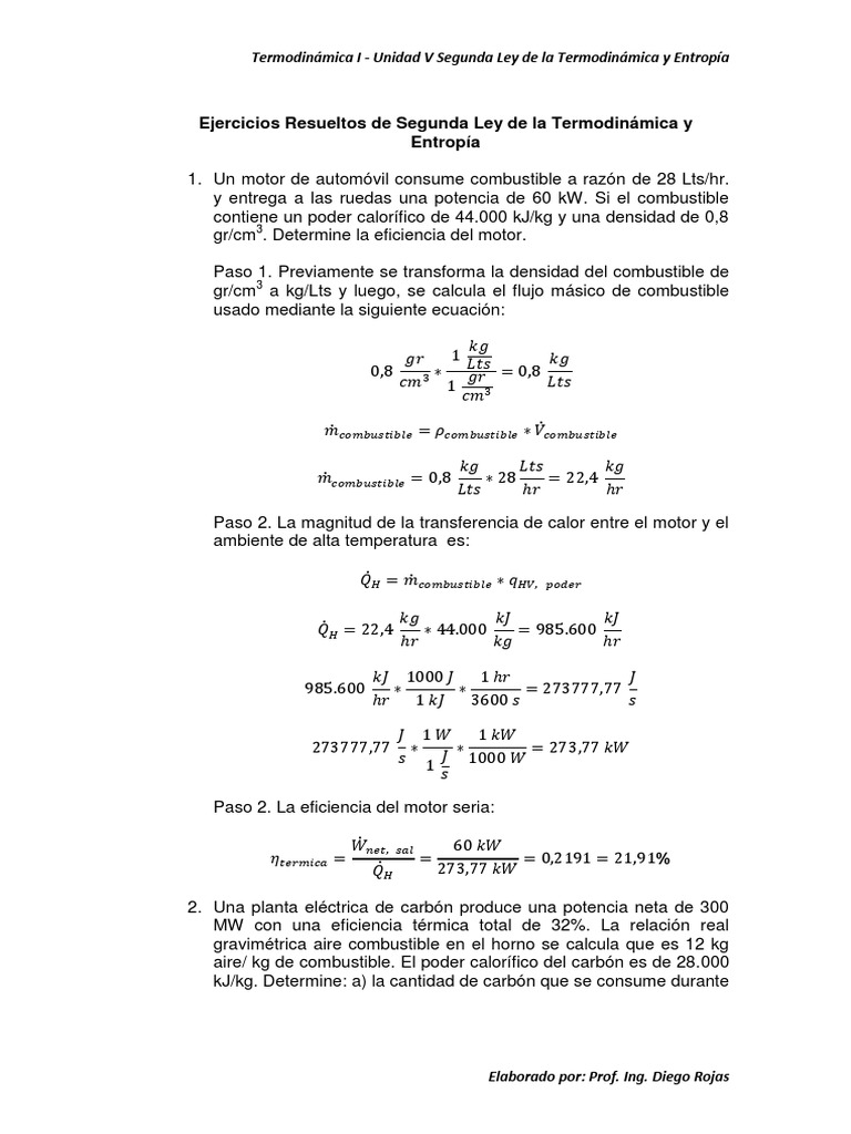 Ejercicios Resueltos de Termodinámica | PDF | Calor | Termodinámica