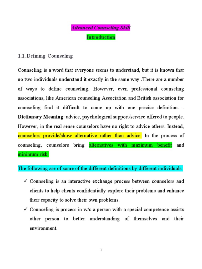 Advanced Counseling Skill | PDF | Psychotherapy | Family Therapy