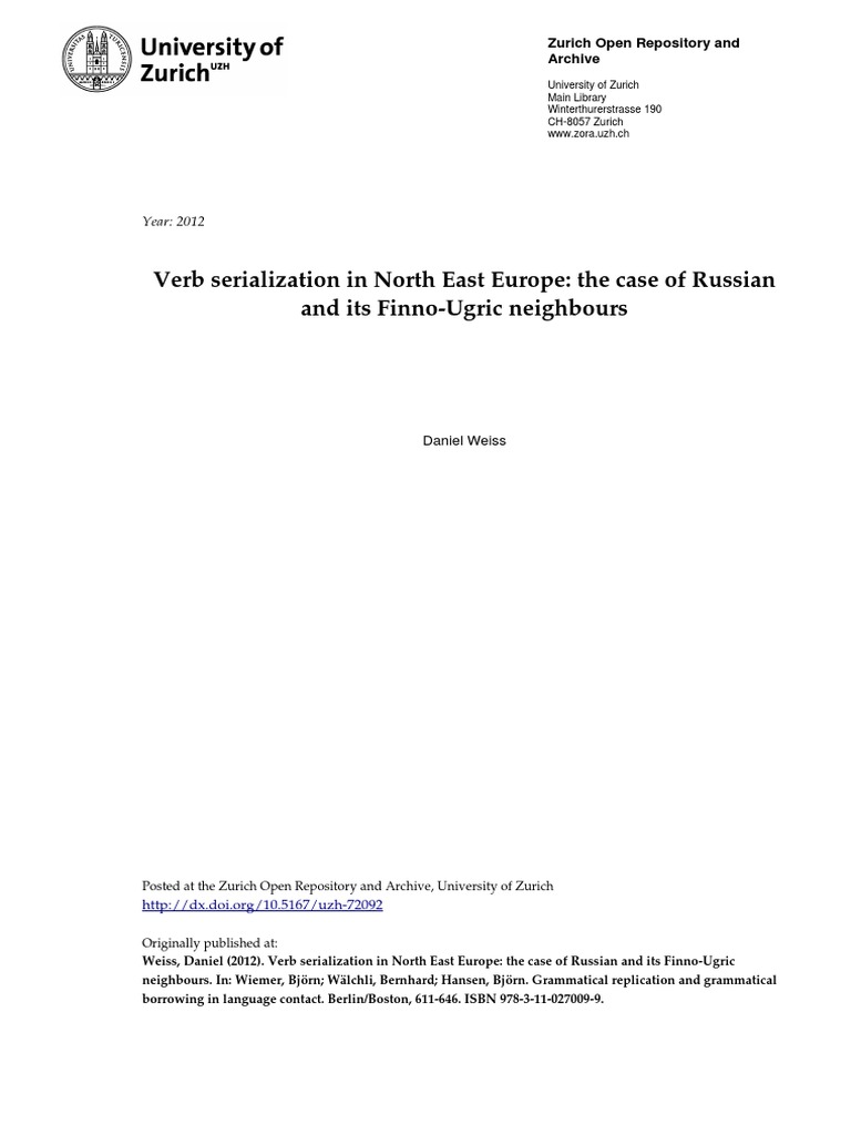 Verb Serialization in North East Europe | PDF | Morphology (Linguistics ...