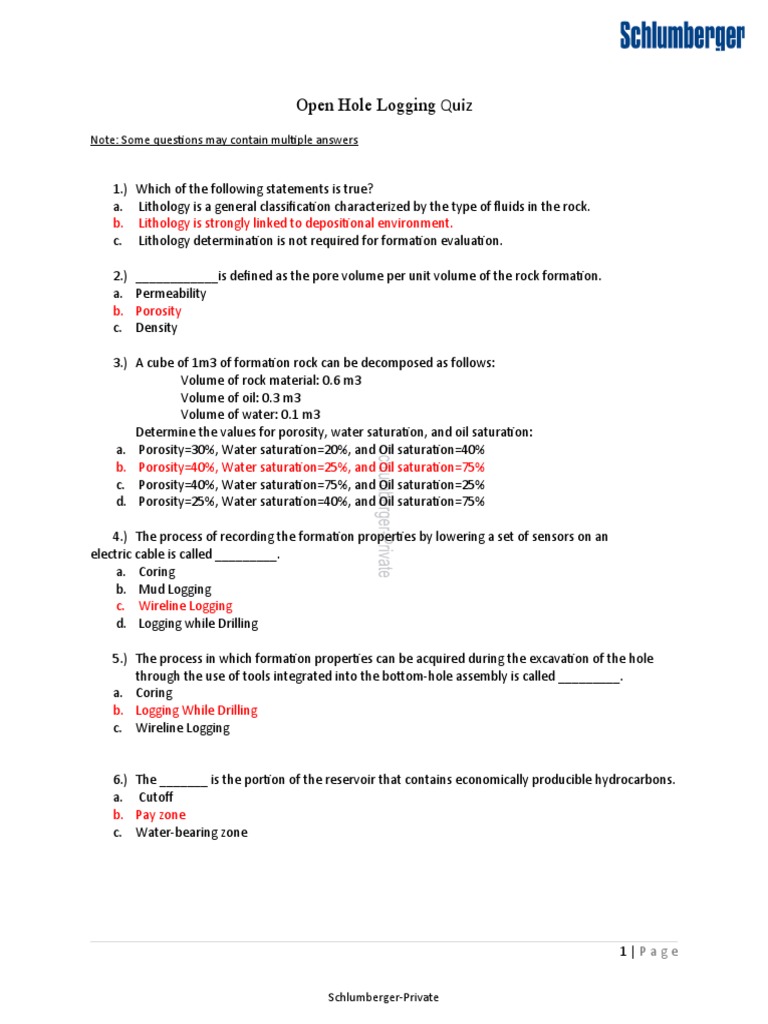 Open Hole Logging Model Answer | Download Free PDF | Petroleum | Fuel ...
