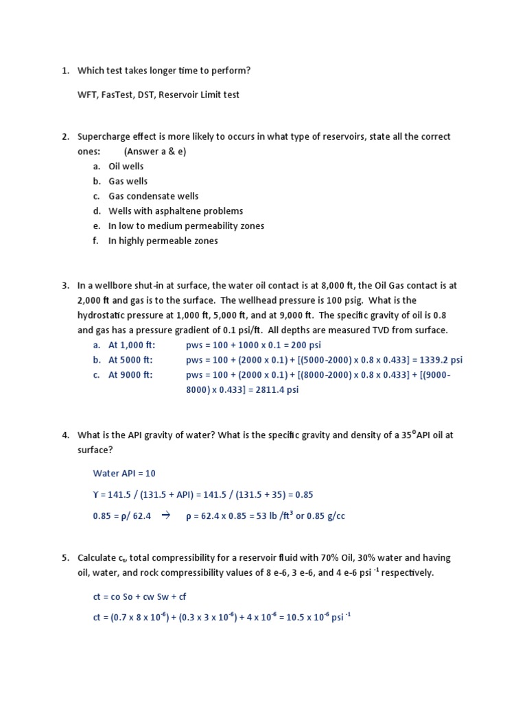 Well Test Analysis Model Answer | PDF | Petroleum Reservoir | Pressure
