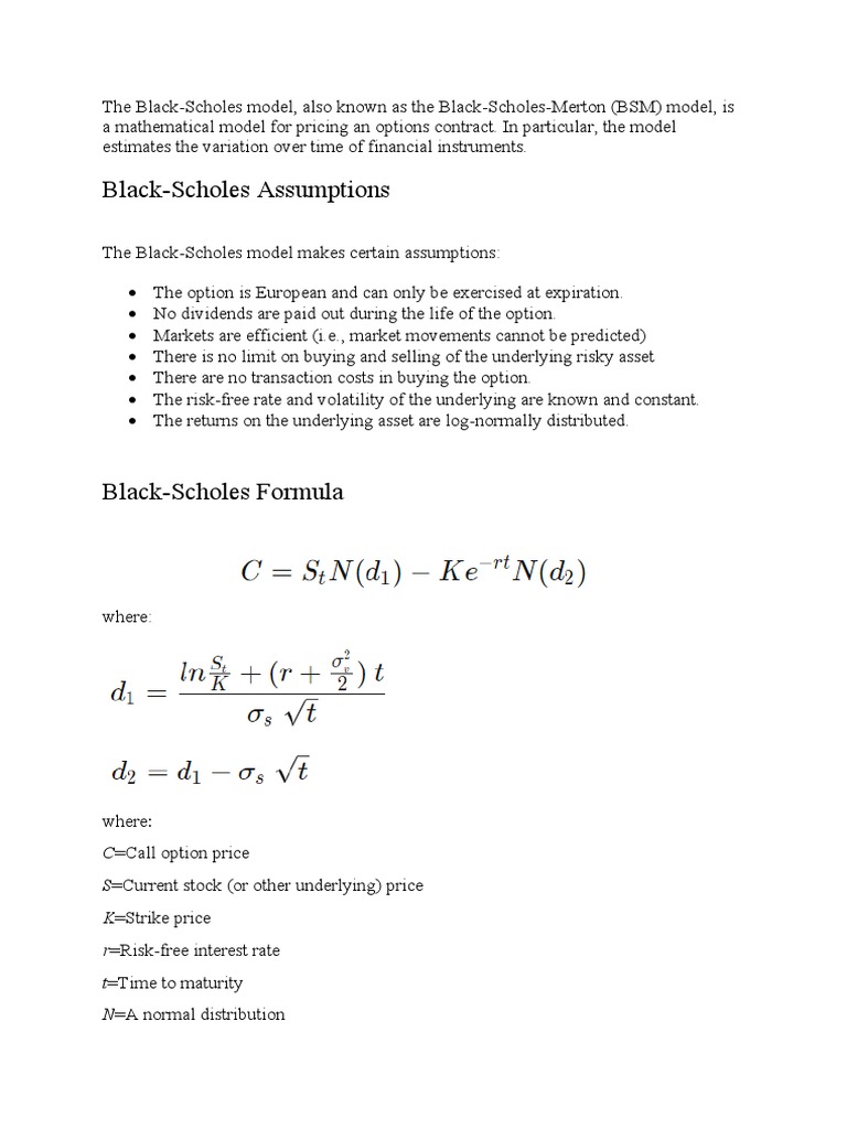 Black Scholes | PDF | Option (Finance) | Black–Scholes Model