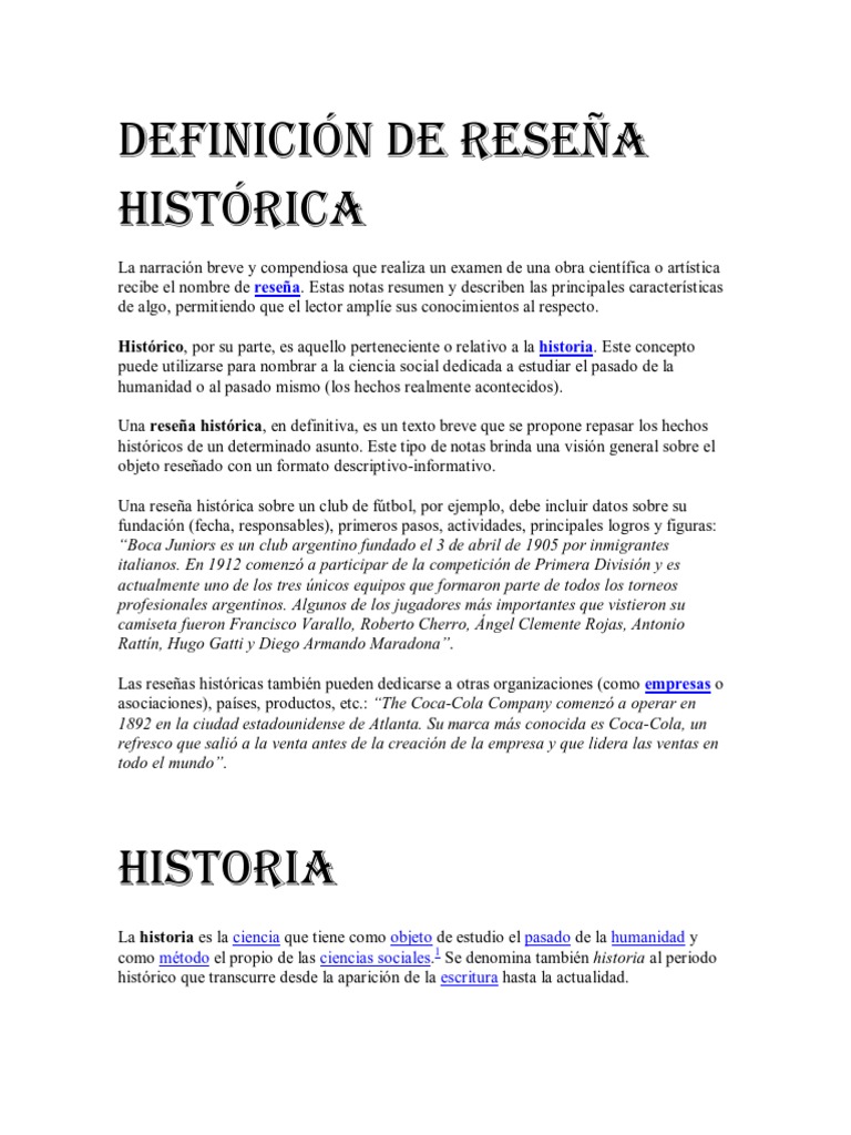 Definicion de Resena Historica | PDF Definicion de Resena Historica | PDF