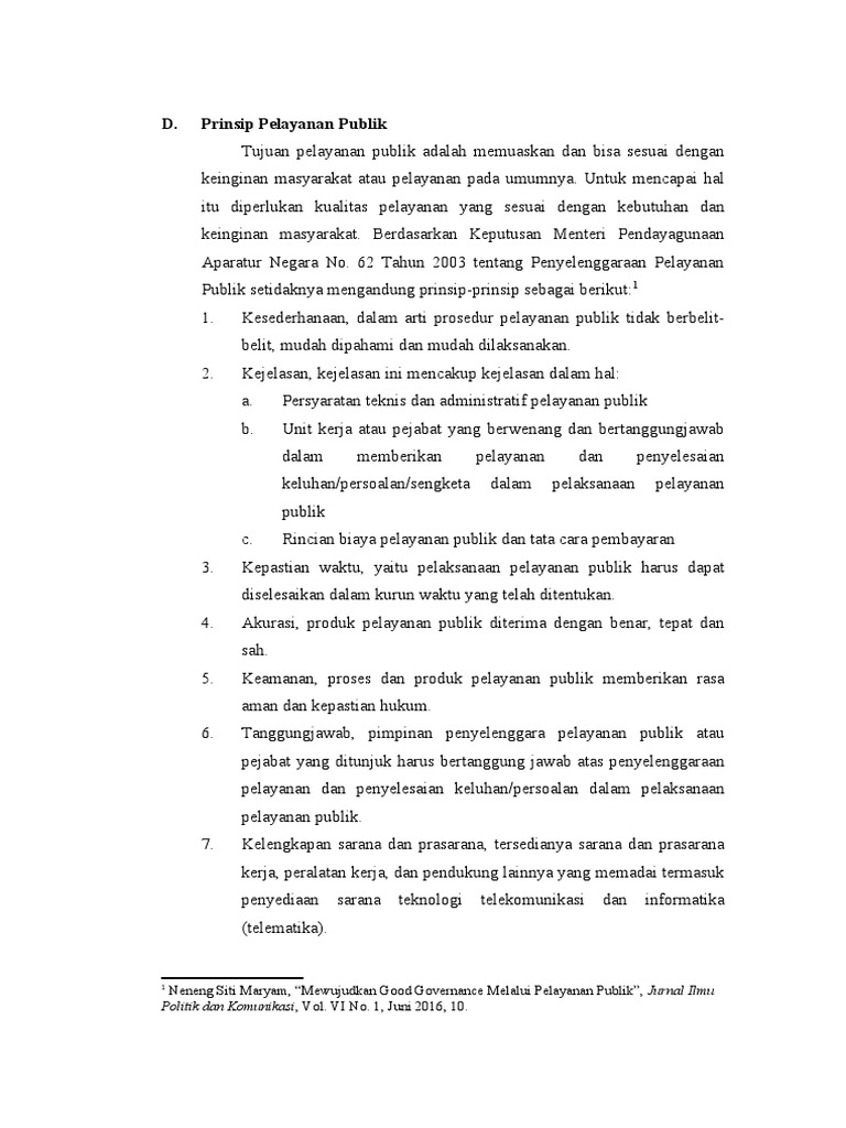 D Prinsip Pelayanan Publik Trisna | PDF