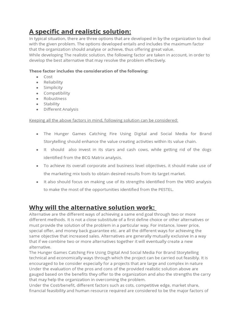 A Specific and Realistic Solution | PDF | Sales | Evaluation