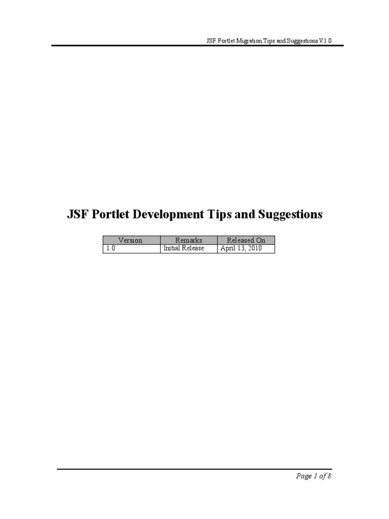 Jsf Portlet Development Tips And Suggestions Pdf Java Server Faces Computer Data Storage