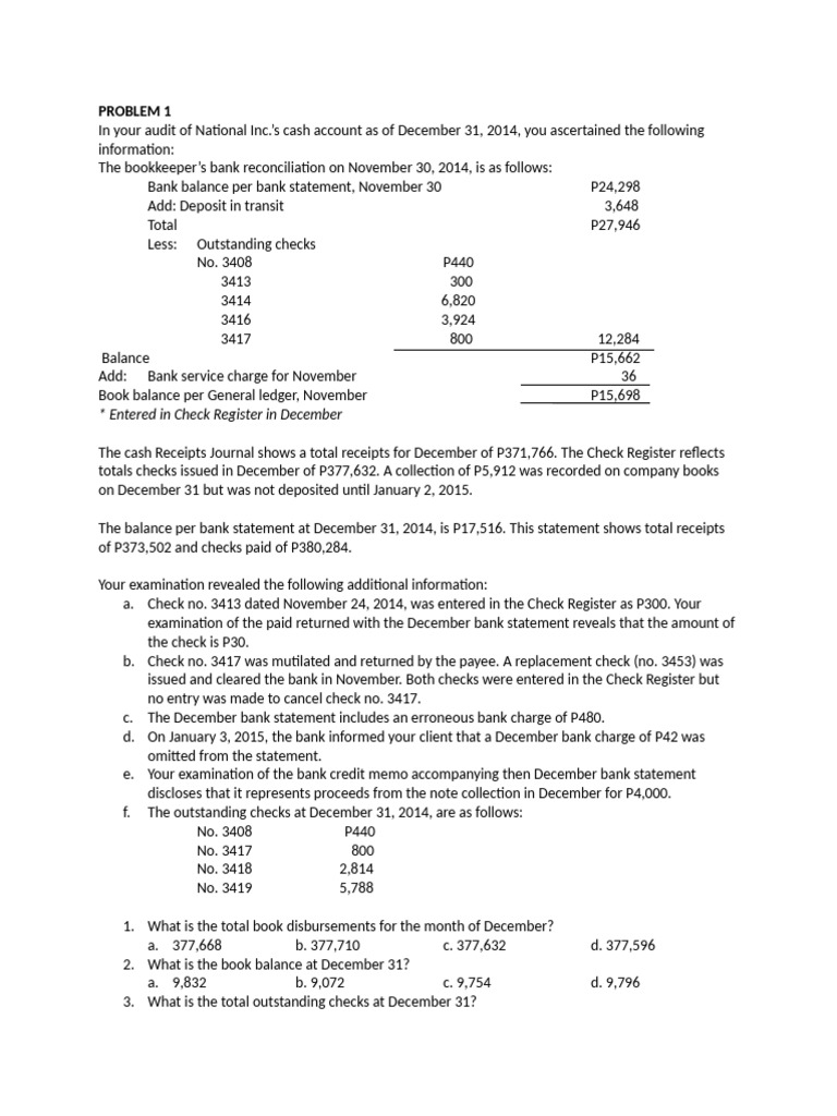 Cash Problems Proof of Cash | PDF | Debits And Credits | Banks