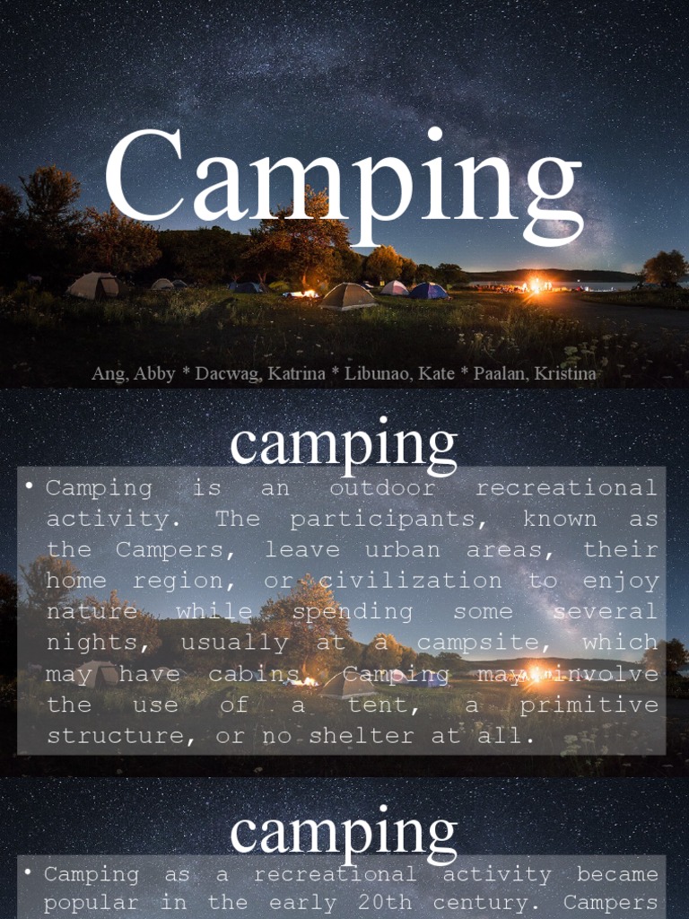 Camping: Ang, Abby Dacwag, Katrina Libunao, Kate Paalan, Kristina | PDF ...