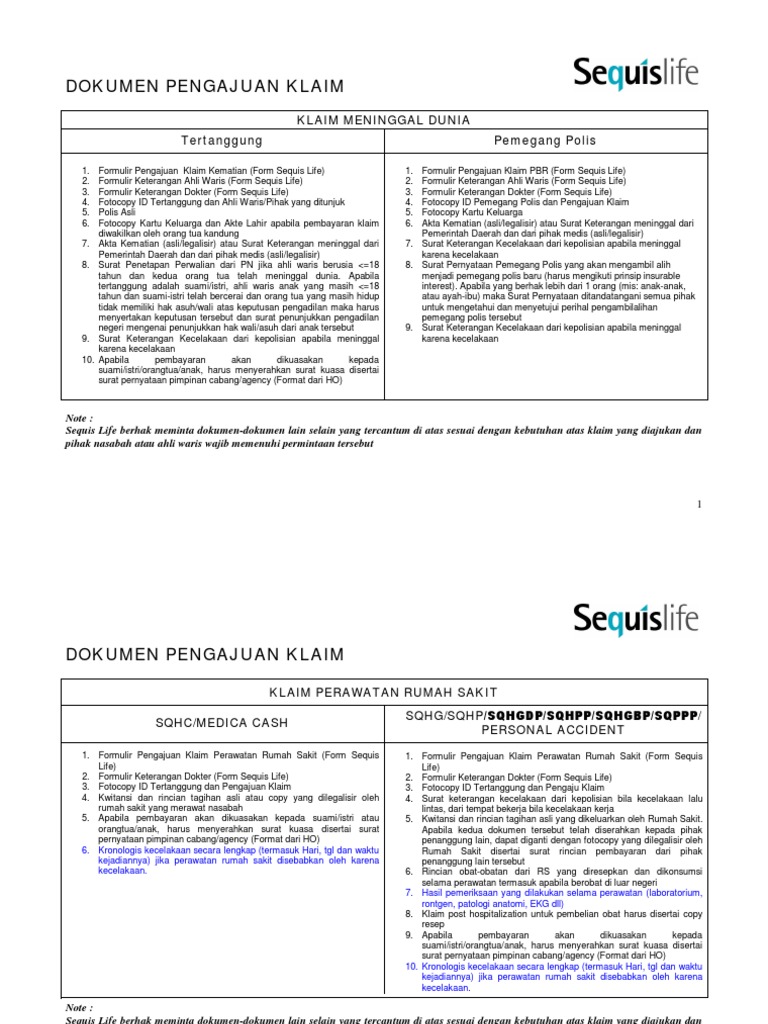 Form Persyaratan Claim SQL Revisi | PDF