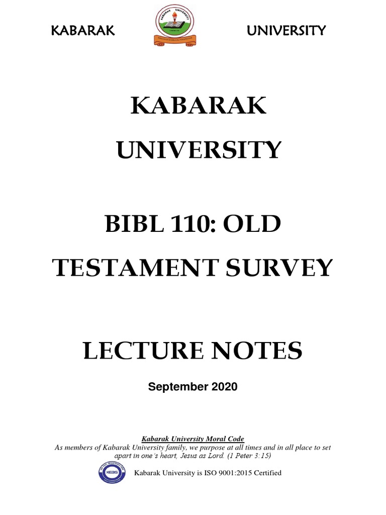 Bibl 110 Old Testament Survey Lecture No | PDF | Torah | Moses