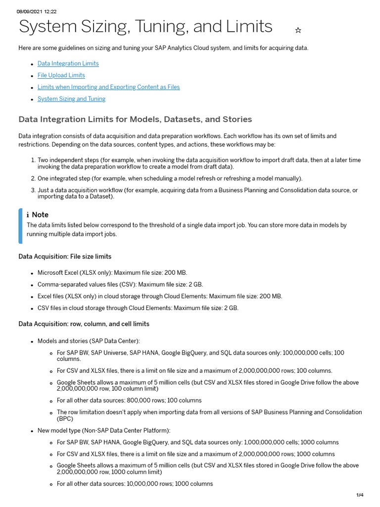SAC - System Sizing, Tuning, and Limits | PDF | Comma Separated Values ...