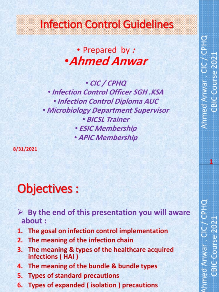 Infection Control Guidelines: Ahmed Anwar | PDF | Personal Protective Equipment | Microbiology