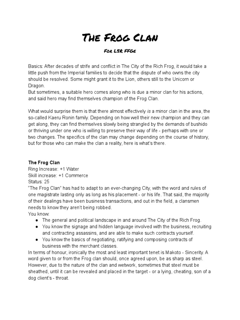 The Frog Clan FFGE | PDF