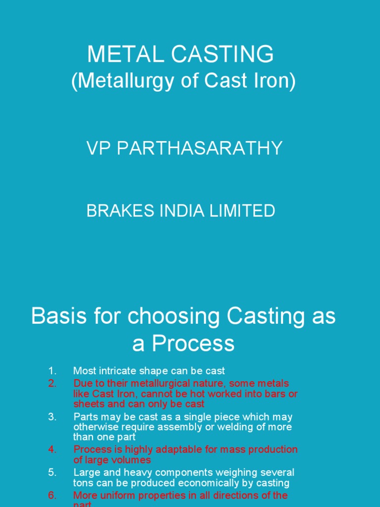 Metal Casting: (Metallurgy of Cast Iron) | PDF | Cast Iron | Chemistry
