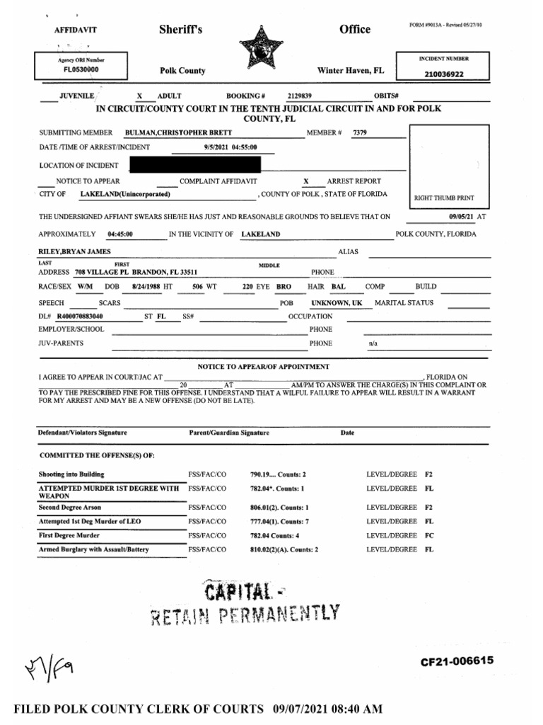Bryan Riley Criminal Complaint | PDF
