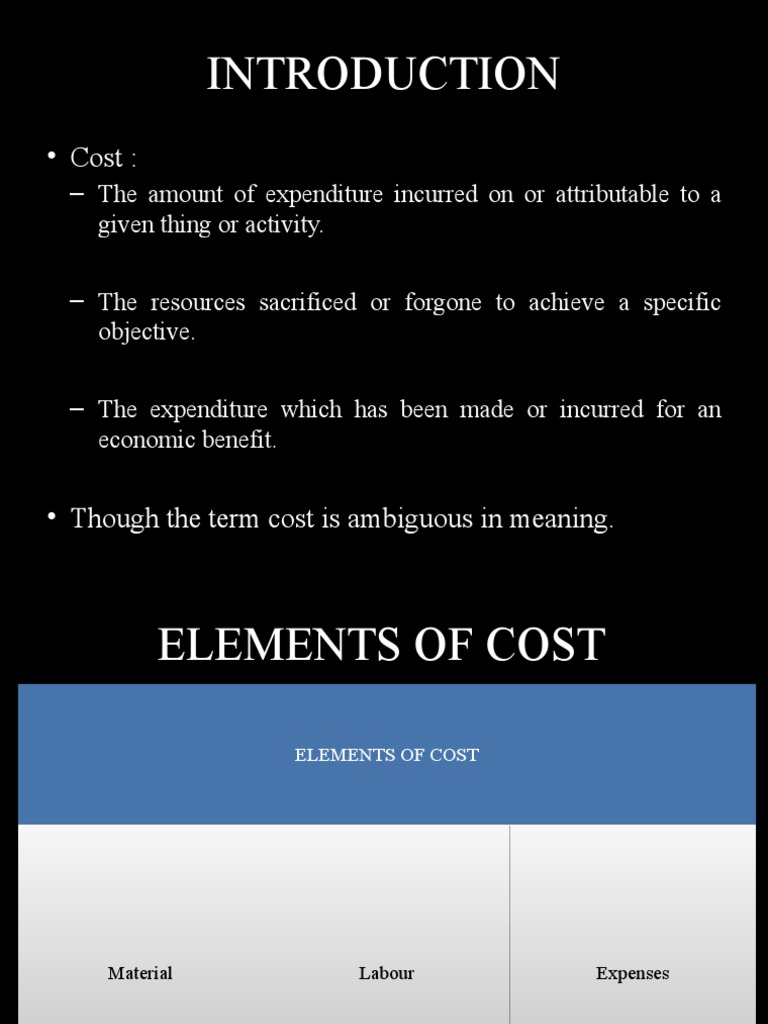 Elements of Cost | PDF | Cost | Expense