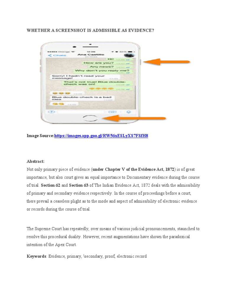 Whether A Screenshot Is Admissible As An Evidence | PDF | Supreme Court ...