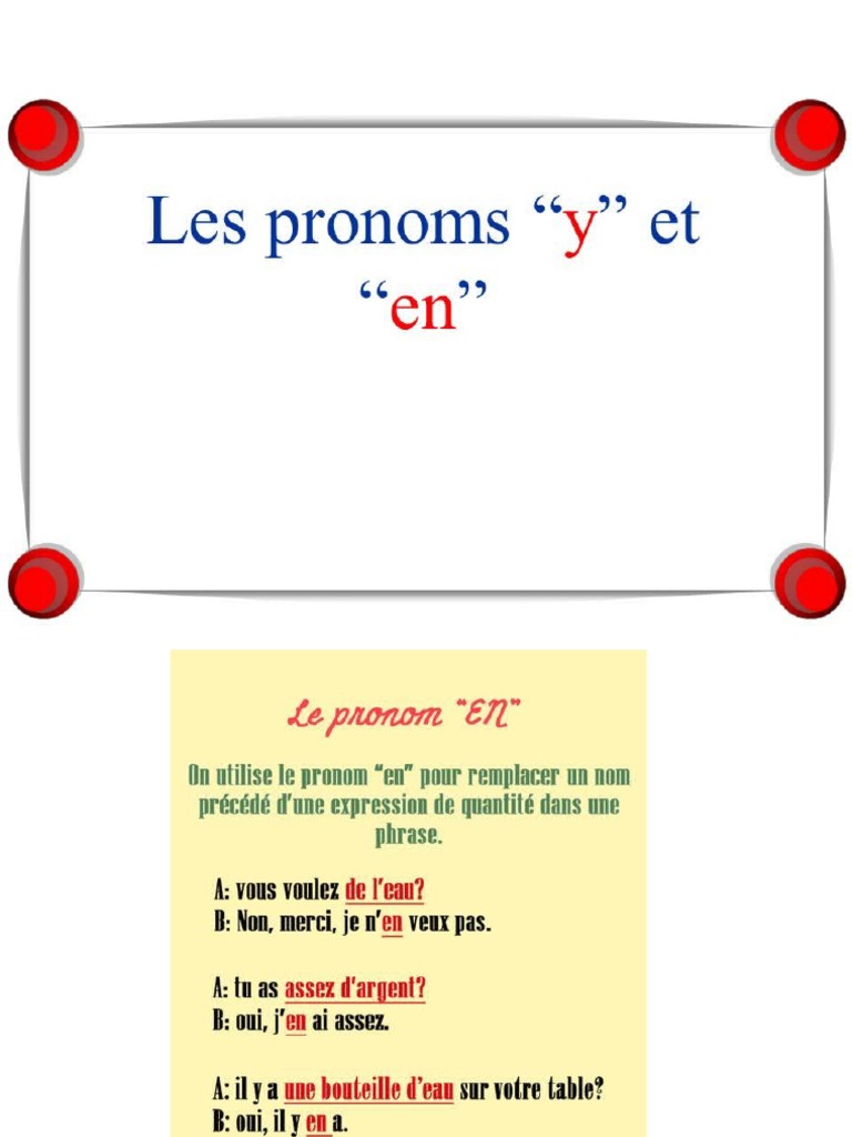 Les Pronoms y Et en | PDF